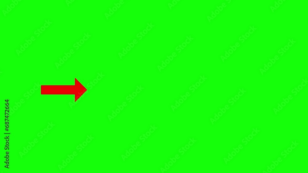 Narrow Red Arrow Animation on Green Screen. Red Arrow Icon, Chroma Key ...