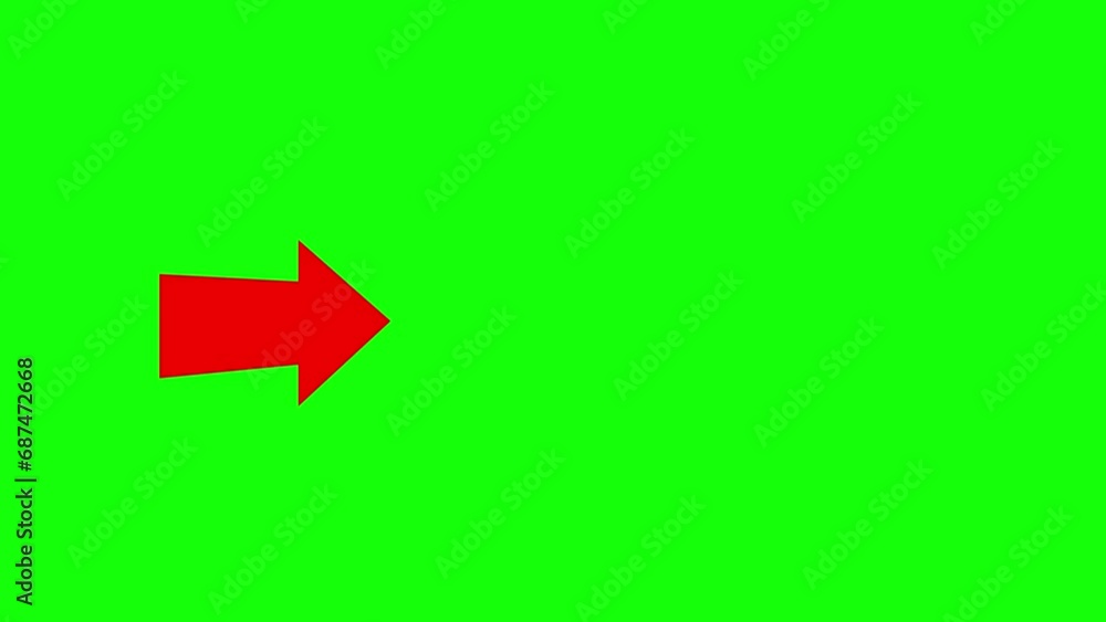 Wide Red Arrow Animation in 3D on Green Screen. Big 3D Red Arrow Icon ...