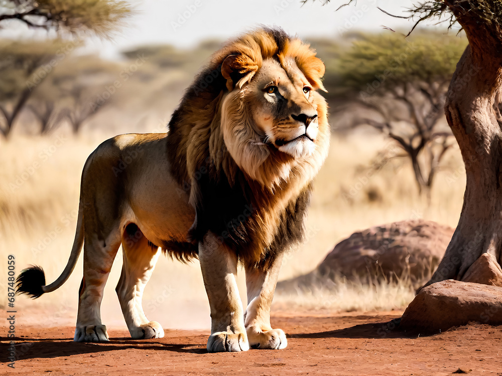 Majestic Lion Artwork, Powerful Lion Portrait, Regal King of the Jungle ...