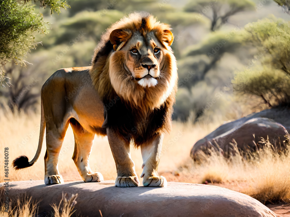 Majestic Lion Artwork, Powerful Lion Portrait, Regal King of the Jungle ...