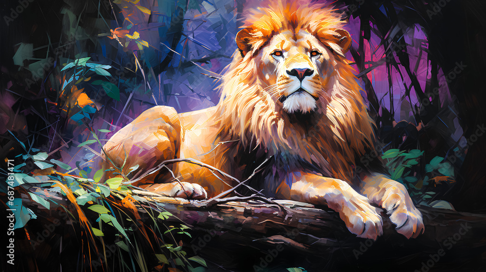 Majestic Lion Artwork, Powerful Lion Portrait, Regal King of the Jungle ...