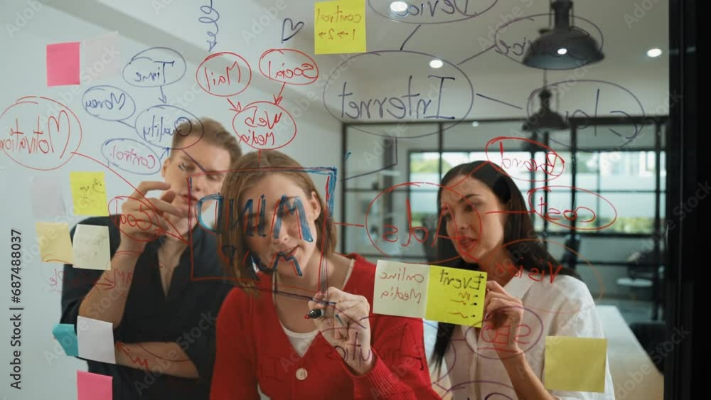 Young creative start up business team brainstorming idea and solving ...