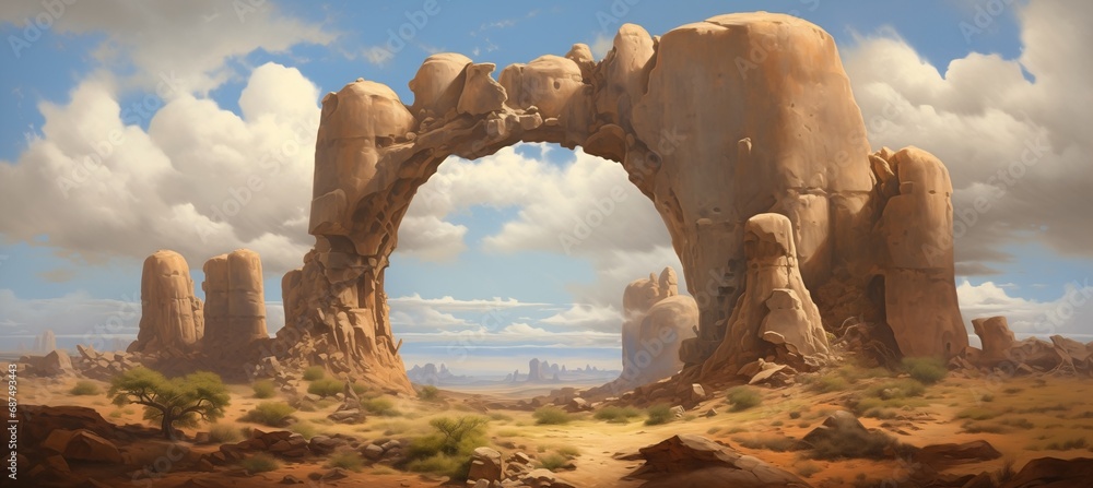 Ancient sandstone portal rift ruins gateway located in a remote part of ...