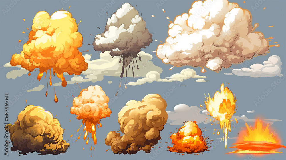 Dynamic Comics Explosion: Fiery Blast and Smoke Effects - Action-packed ...