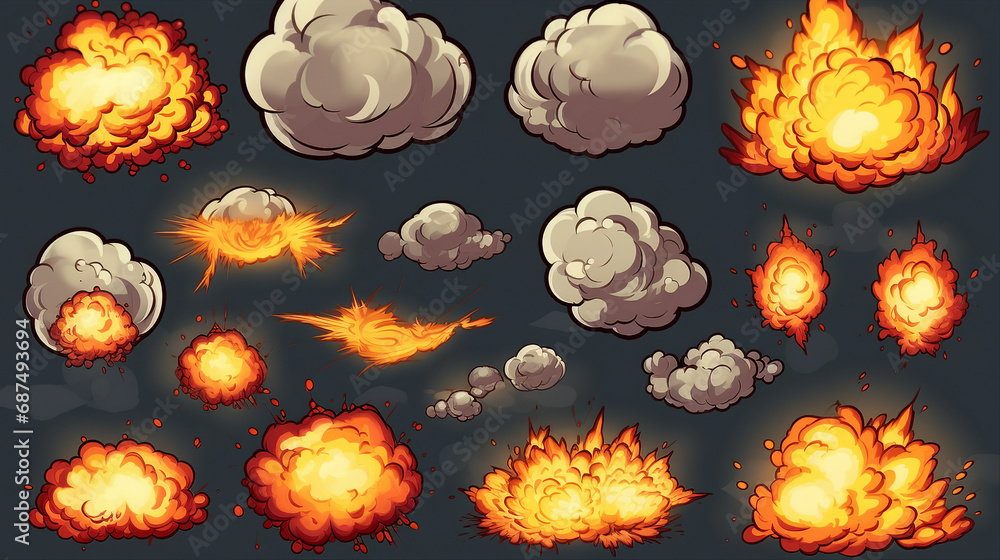 Dynamic Comics Explosion: Fiery Blast and Smoke Effects - Action-packed ...