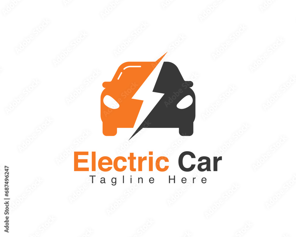 Eco Friendly Modern Electric Car Logo Design Template. Car With Energy ...