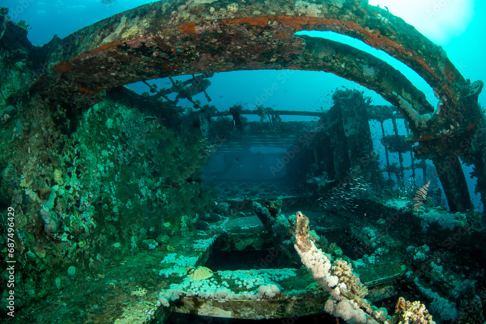 View over the side passages of the hull of MV Salem Express shipwreck ...