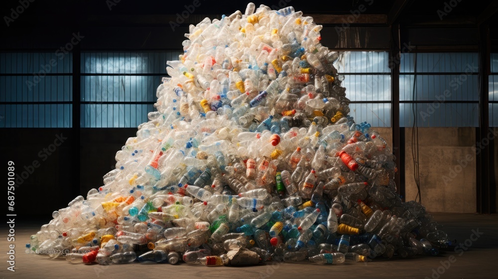 Piles of plastic bottle waste are piling up background wallpaper AI ...
