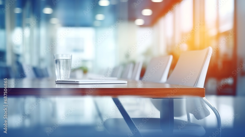 Abstract blur business office working space background with modern ...