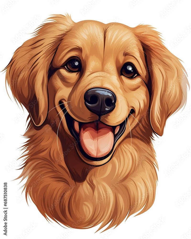 Happy dog face isolated on white background. Smiling puppy sticker ...