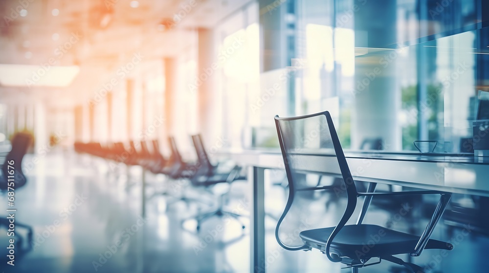 Abstract blur business office working space background with modern ...