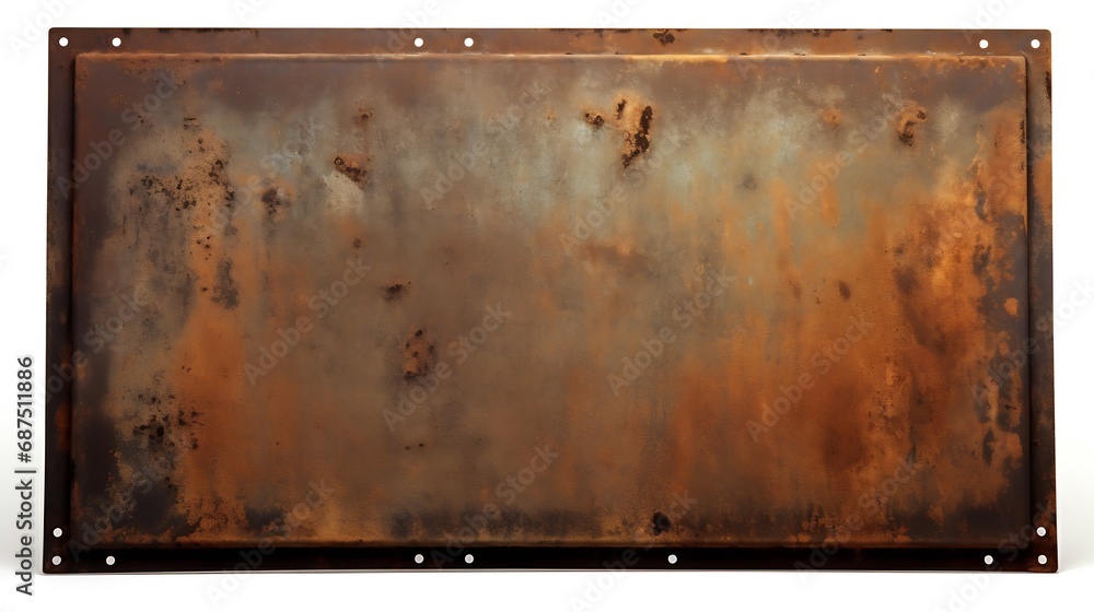 Antique vintage rusty enameled grunge metal sign or panel mockup or ...