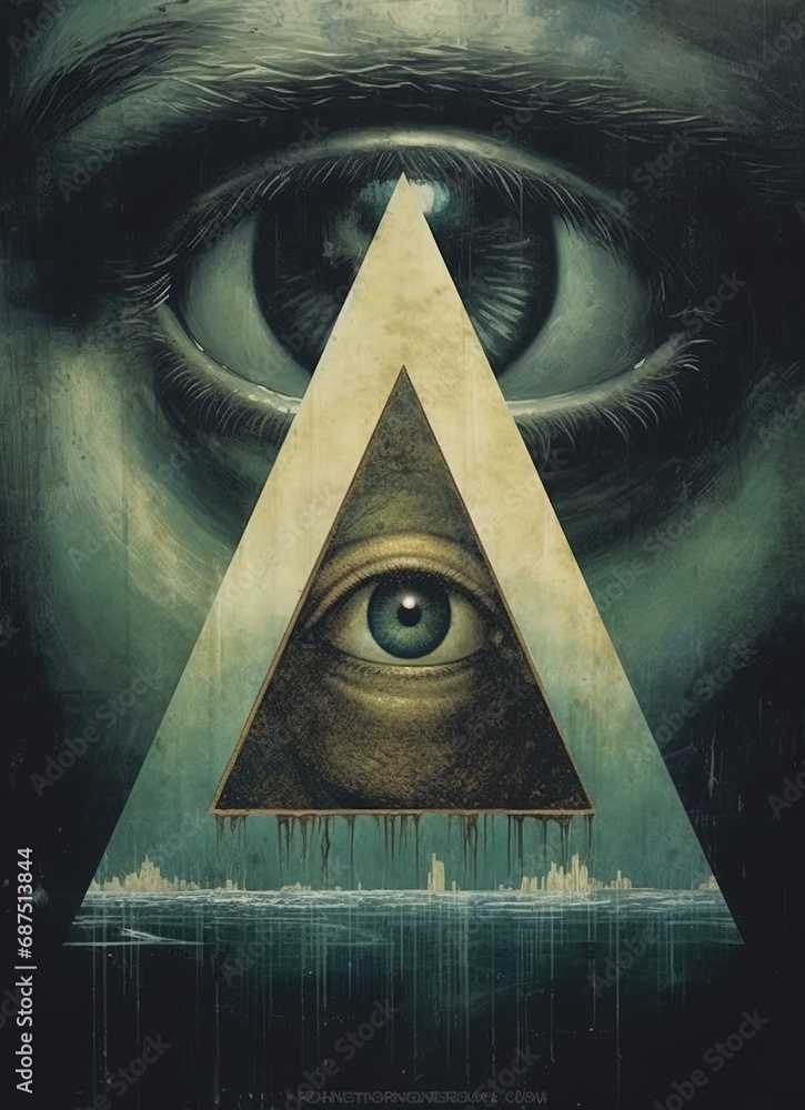 Eye in pyramid with Illuminati symbols and dark arts, unveiled enigma ...