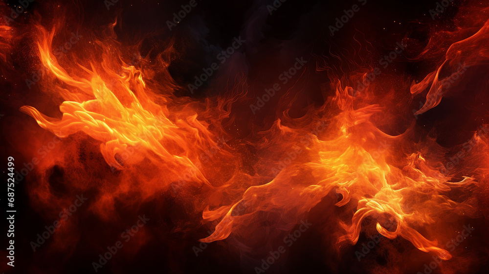 Intense Heat and Vivid Flames: Realistic Abstract of Burning Fire with ...