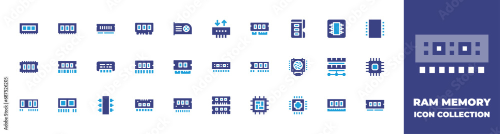 Ram memory icon collection. Duotone color. Vector and transparent ...