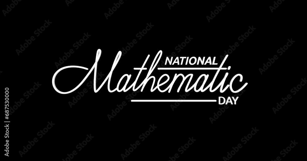 National Mathematics Day text animation. Handwritten calligraphy in ...