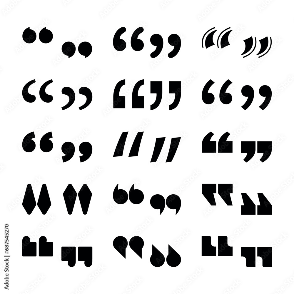 Quotation Mark, Set of Quotation Marks, Punctuation Marks Stock Vector ...