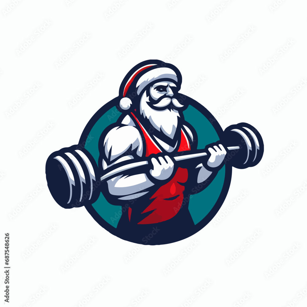 Muscular santa claus as a Bodybuilder at gym vector illustration ...