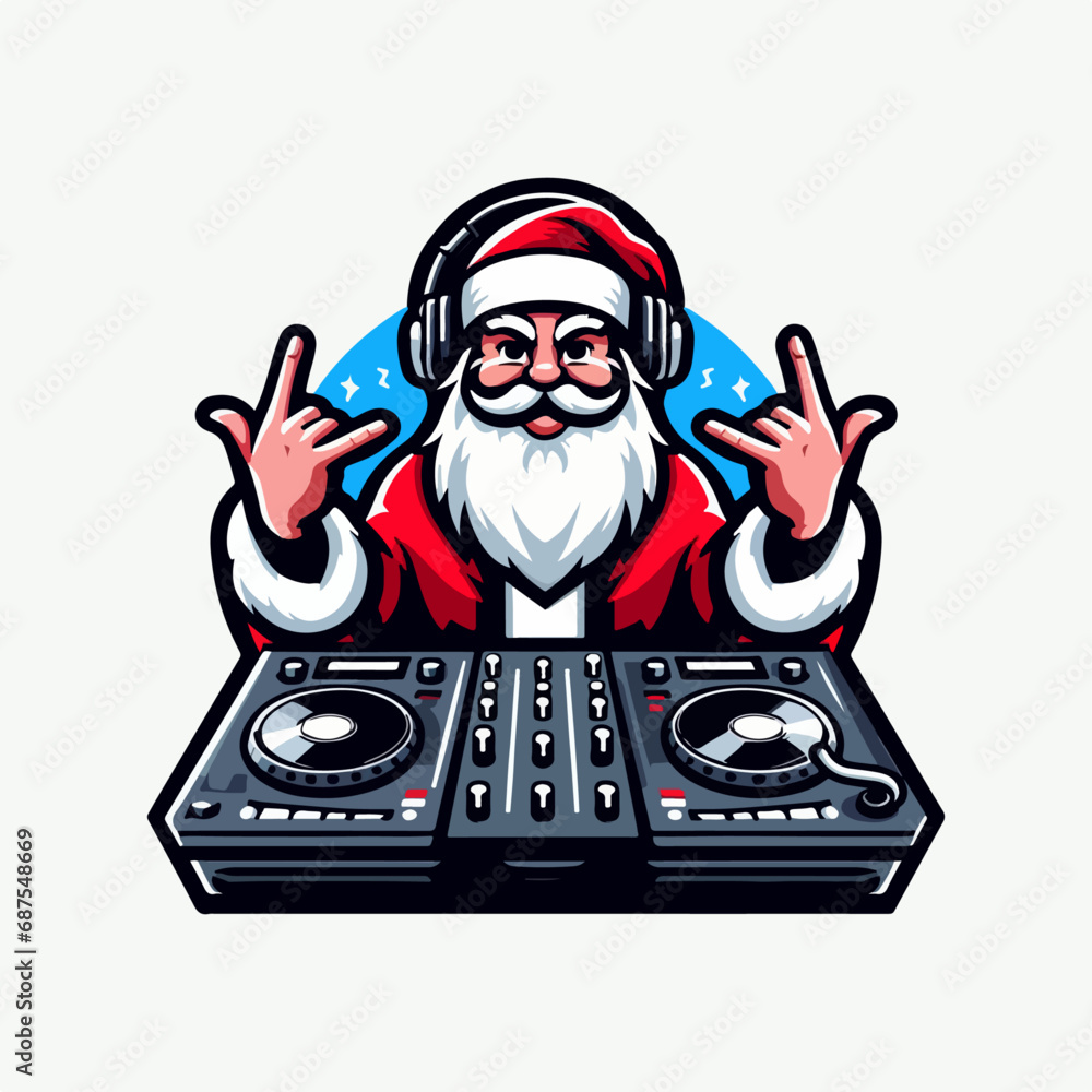dj santa claus at christmas party vector illustration. Ai Generated ...