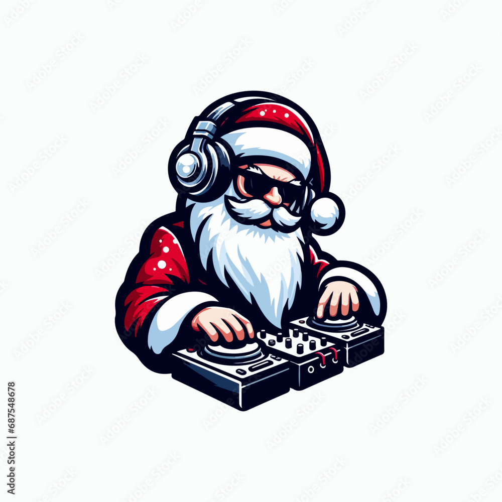 dj santa claus at christmas party vector illustration. Ai Generated ...