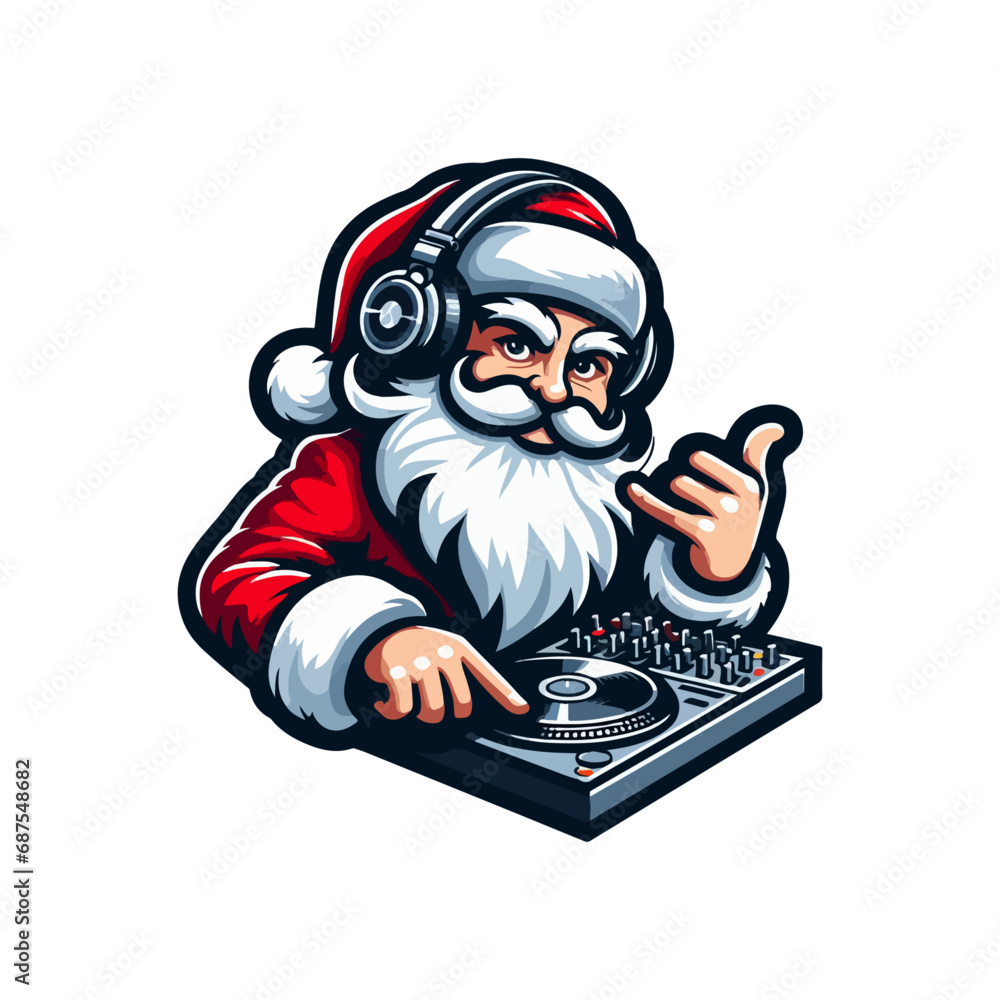 dj santa claus at christmas party vector illustration. Ai Generated ...