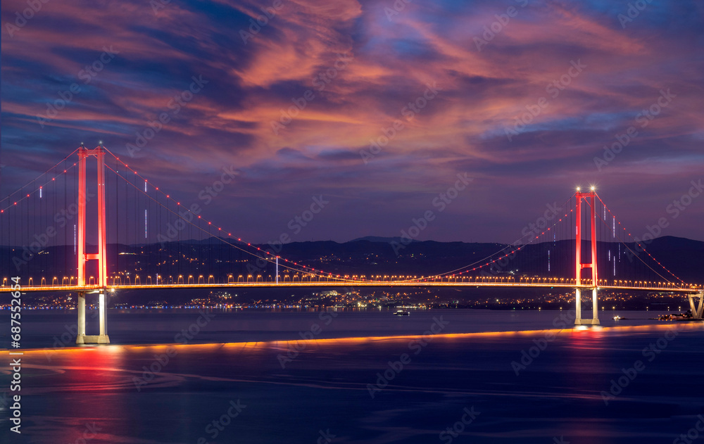 The Osman Gazi Bridge is a suspension bridge spanning the Gulf of İzmit ...