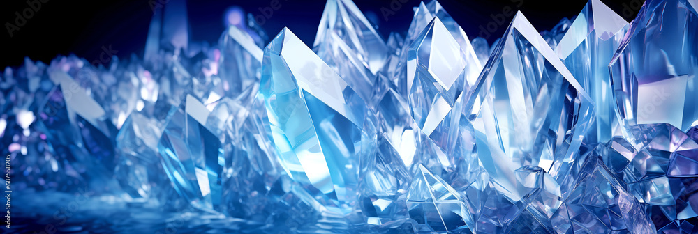 spectral refraction of light in transparent crystals, blue texture ...