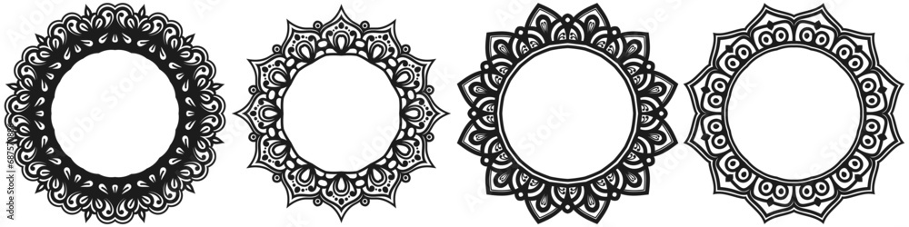 mandala circle elements set, wedding round frame design, art circle ...