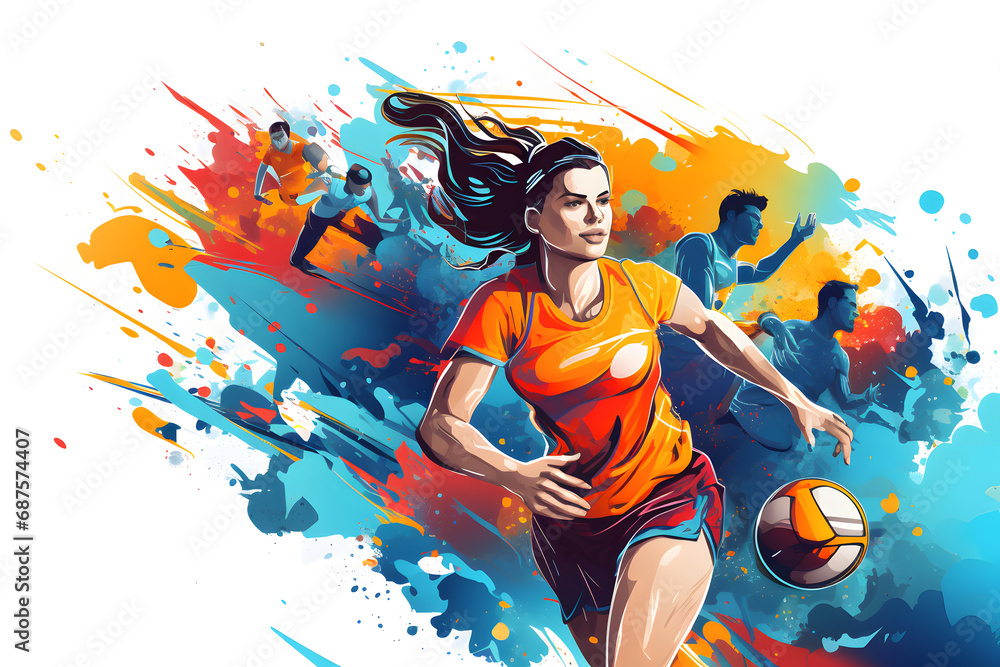 Sports background design with sport players in different activities ...