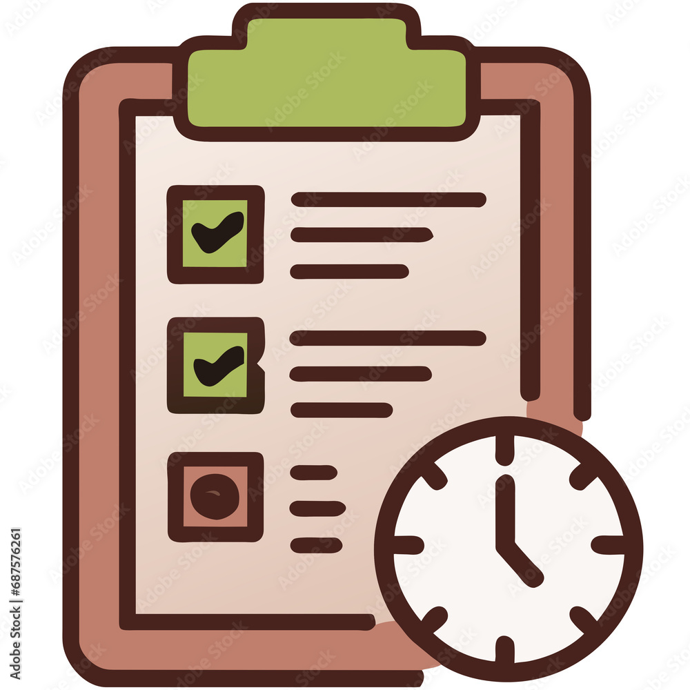 Clipboard checklist with clock and calendar. deadline checklist ...
