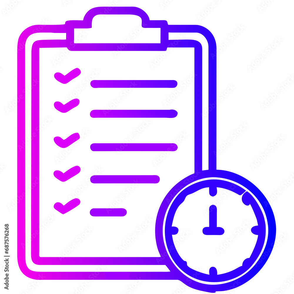 Clipboard checklist with clock and calendar. deadline checklist ...
