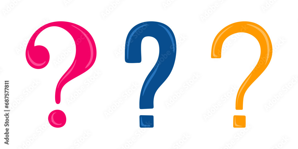 Colorful question mark collection. Set of help, why or question marks ...