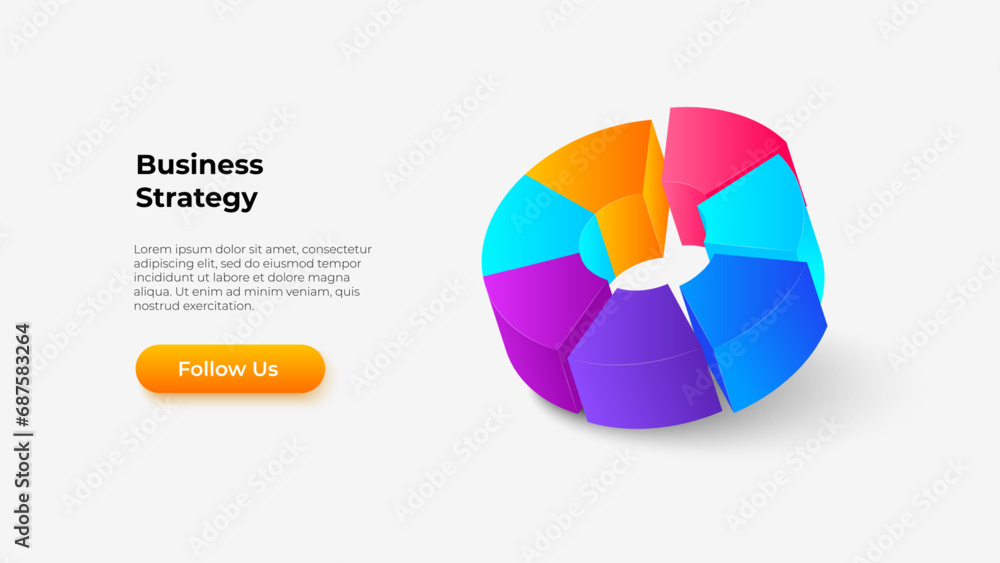 Isometric pie chart infographic. 3D diagram divided into 7 options ...