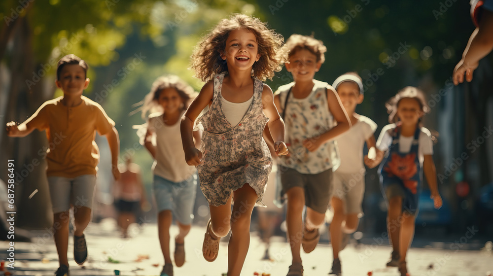 Kids Playing Street Games running: Photograph children engaged in ...