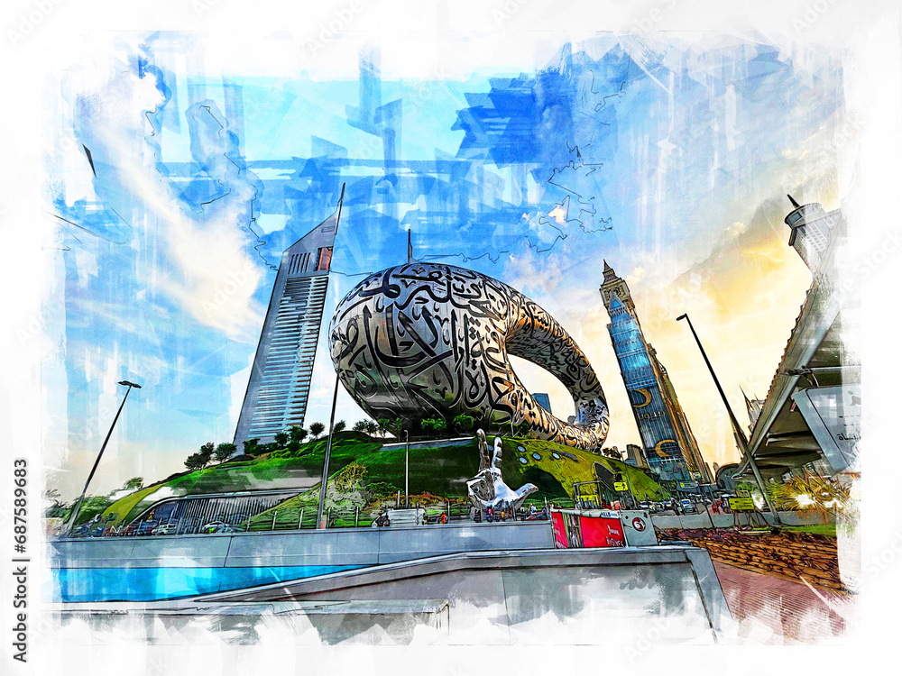 The Museum of The Future in Dubai, United Arab Emirates. Dubai Museum ...