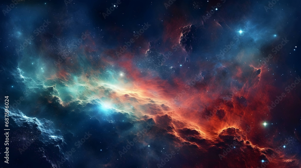 Deep blue space background filled with nebulae and myriads of stars,Ai ...