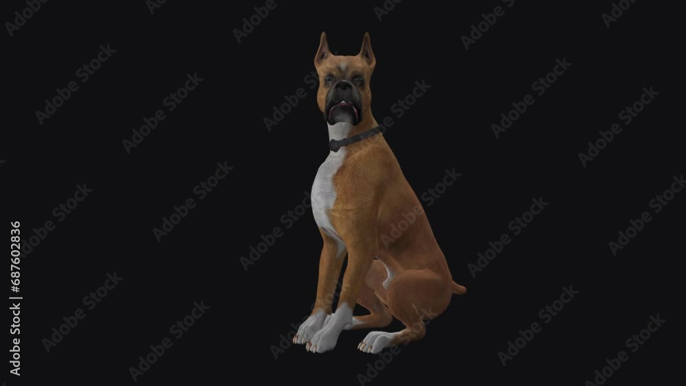English Boxer Dog - Seating and Barking Loop - Alpha Channel ...