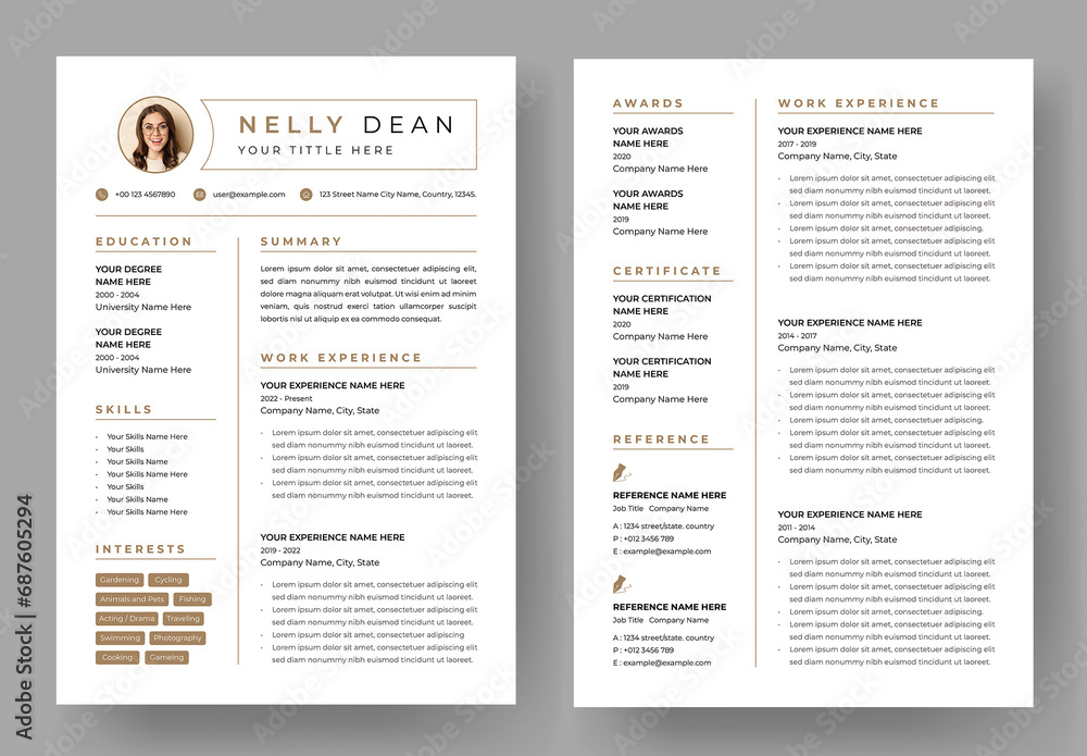 Clean and Professional Resume Design Layout Stock Template | Adobe Stock