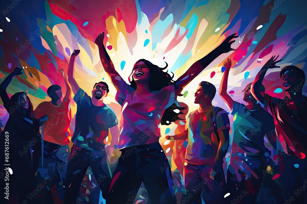 Dancing people. Colorful background with dancing people. Vector ...