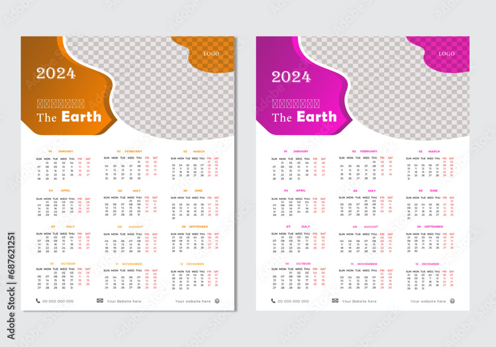 Wall calendar design template for 2023, minimalist, clean, and elegant ...