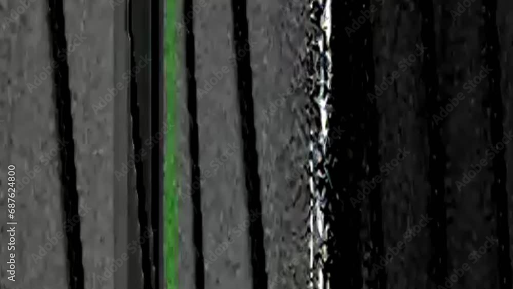 Analog glitch. Noise artifacts. TV switch on off. White green real ...
