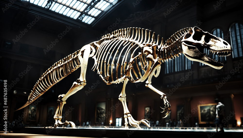 skeleton of a Tyrannosaurus rex dinosaur in museum. T-Rex Tyrannosaurus ...