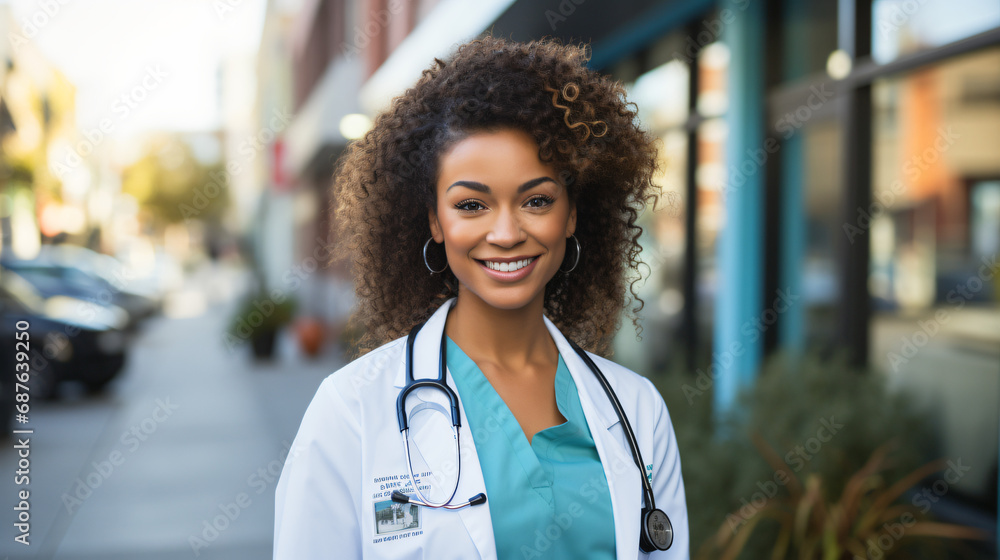 beautiful young woman doctor or nurse headshot portrait, healthcare ...