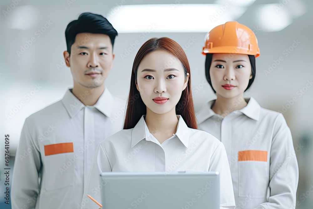 A diverse team of engineers and architects collaborating on a ...