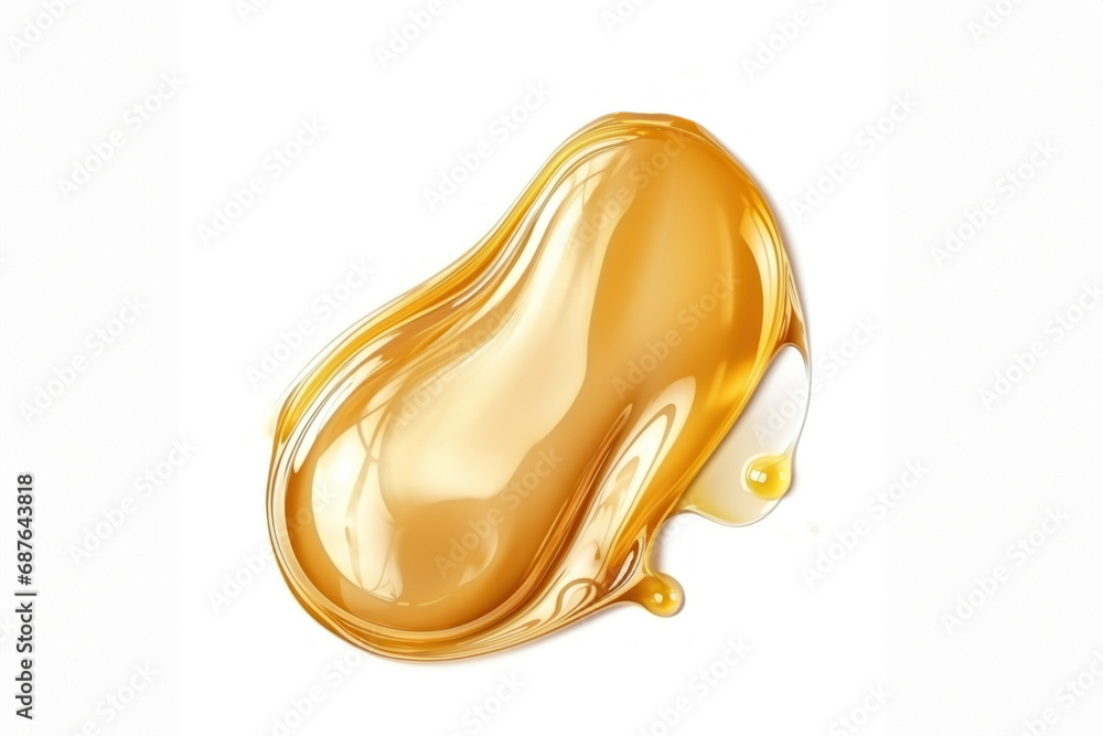 Yellow drop of liquid gold isolated on white background. Gold cooking ...