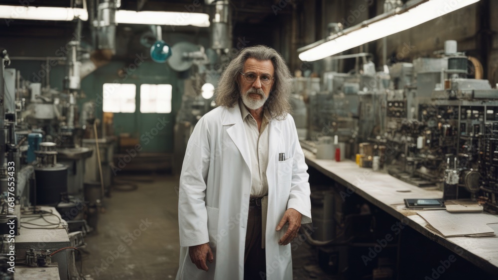 A gray-haired man with big hair and a beard wearing glasses is a ...
