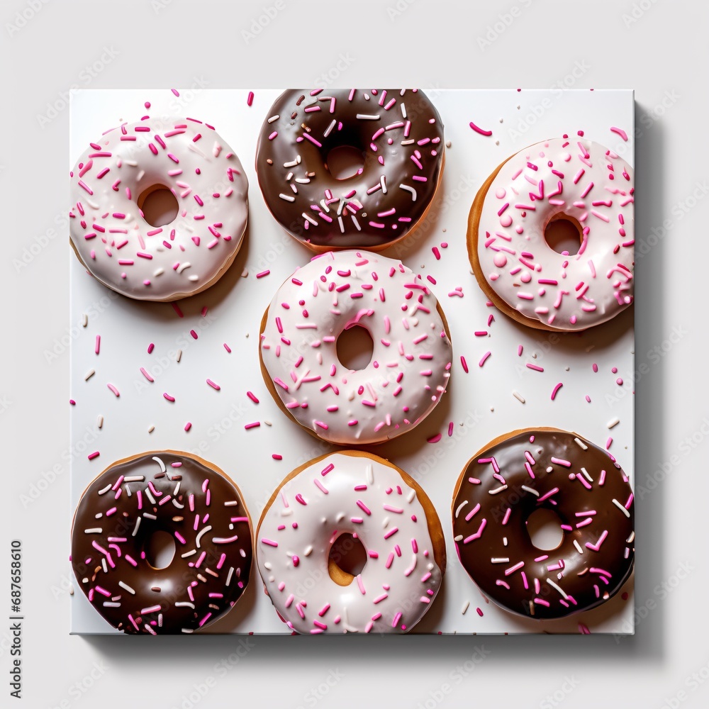donuts framed picture on white background with pink sprinkles bizarre ...