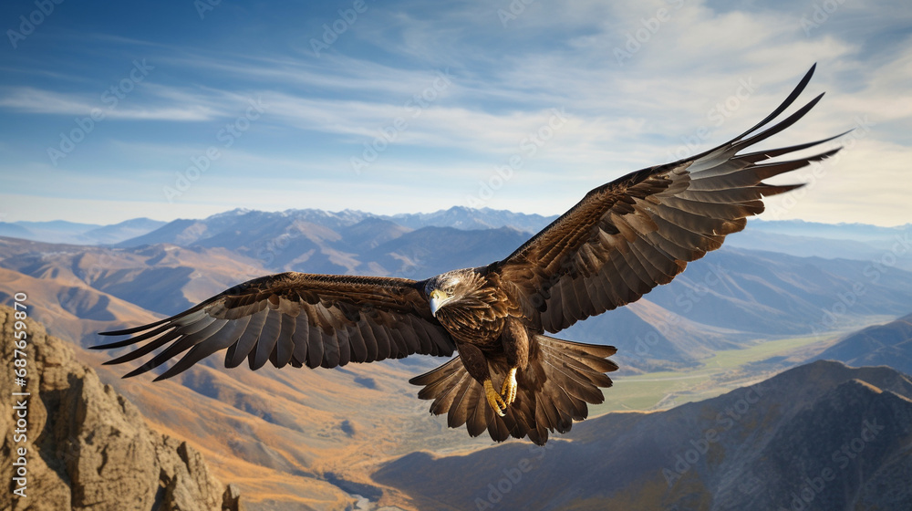 Golden Eagle Soar: An awe-inspiring image of a golden eagle soaring ...