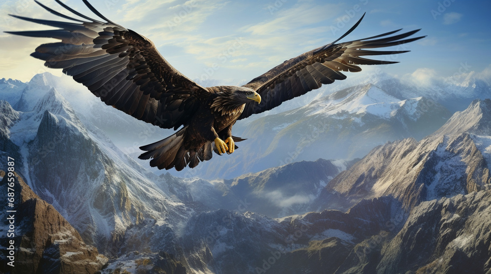 Golden Eagle Soar: An awe-inspiring image of a golden eagle soaring ...