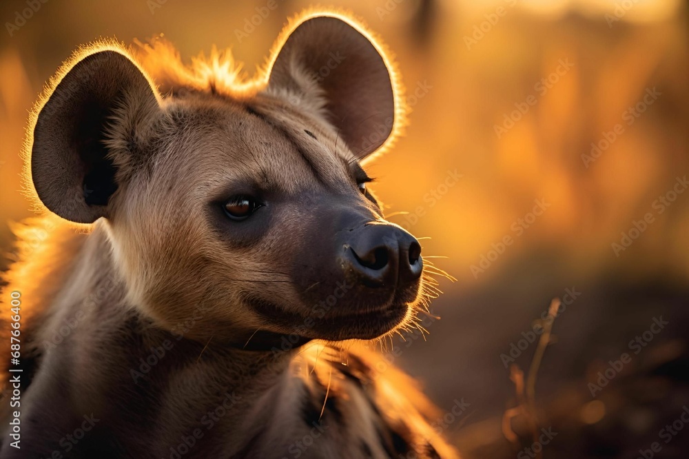 AI generated illustration of A hyena basking in the warm sunlight with ...